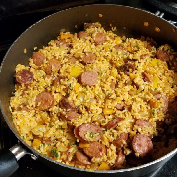 SAUSAGE AND RICE SKILLET RECIPE - Delish Grandma's Recipes